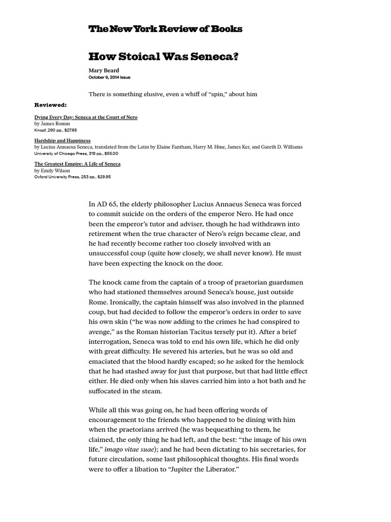 How Stoical Was Seneca. Meh | PDF | Seneca The Younger | Nero