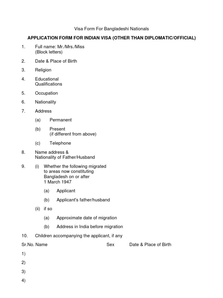 Indian Visa Application for Bangladeshis | PDF | Law