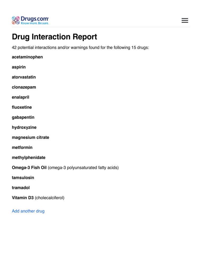 Drug Interaction Report - Acetaminophen, Aspirin, Atorvastatin ...