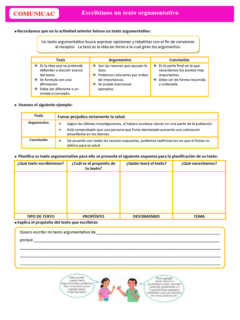 D3 A2 FICHA COM. Escribimos Un Texto Argumentativo | PDF