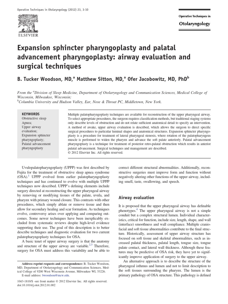 Faringoplastia de Expansion | PDF | Sleep Apnea | Surgery