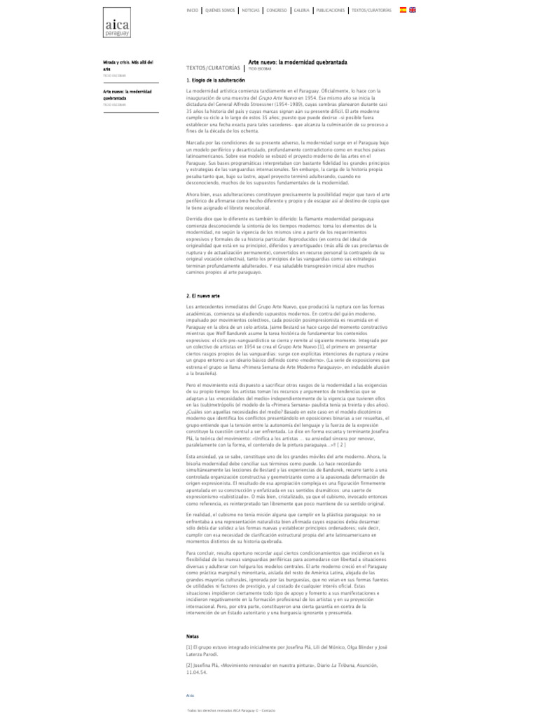 AICA Arte Nuevo - La Modernidad quebrantadaTICIO ESCOBAR | PDF | Expresionismo | Paraguay