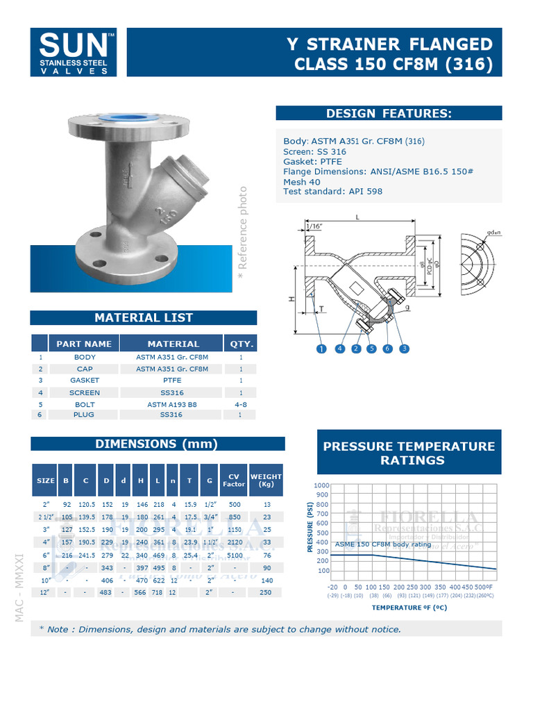 Filtro Y INOX 316 C150 (1) | PDF