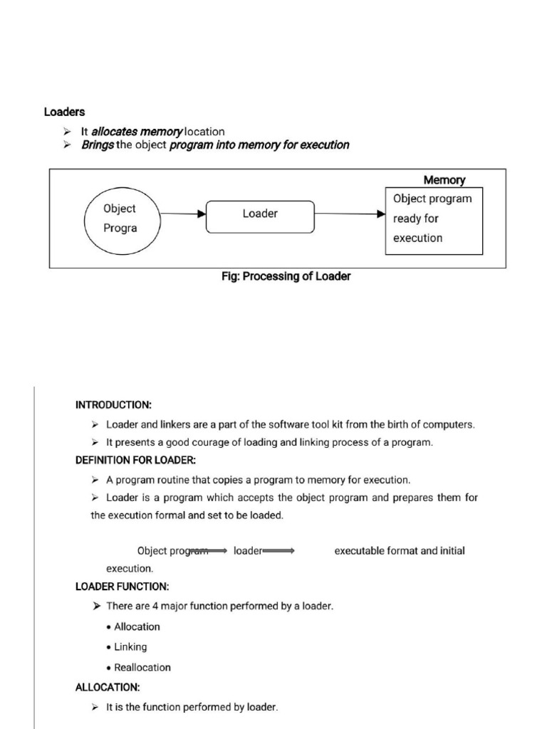 Basic Functions of Loader | PDF