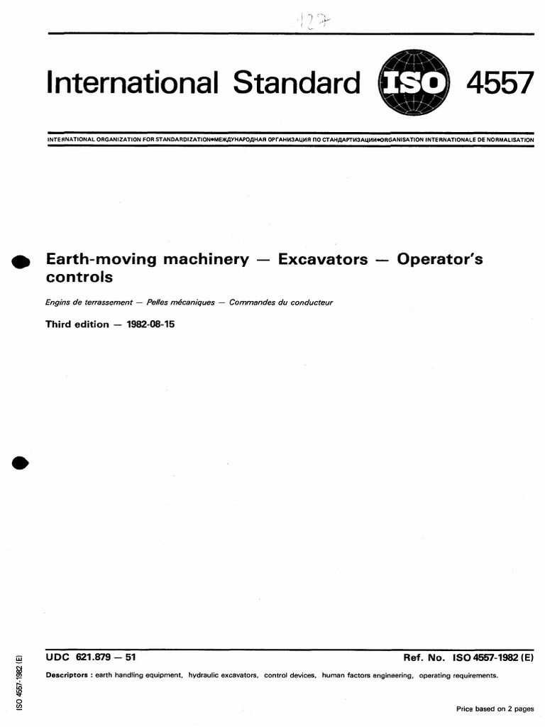 ISO 4557_1982 Earth-moving machinery_ Excavators_ Operator's controls - libgen.li | PDF