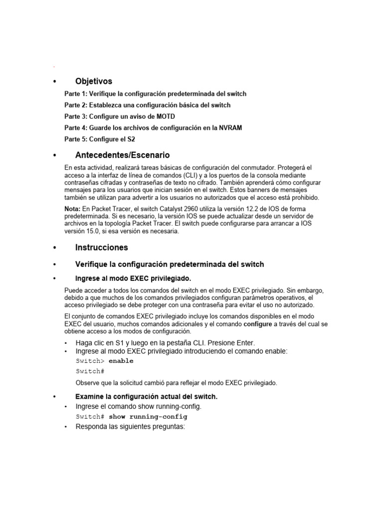 2 5 5 Packet Tracer Configure Initial Switch Settings 1 Descargar Gratis Pdf Contraseña