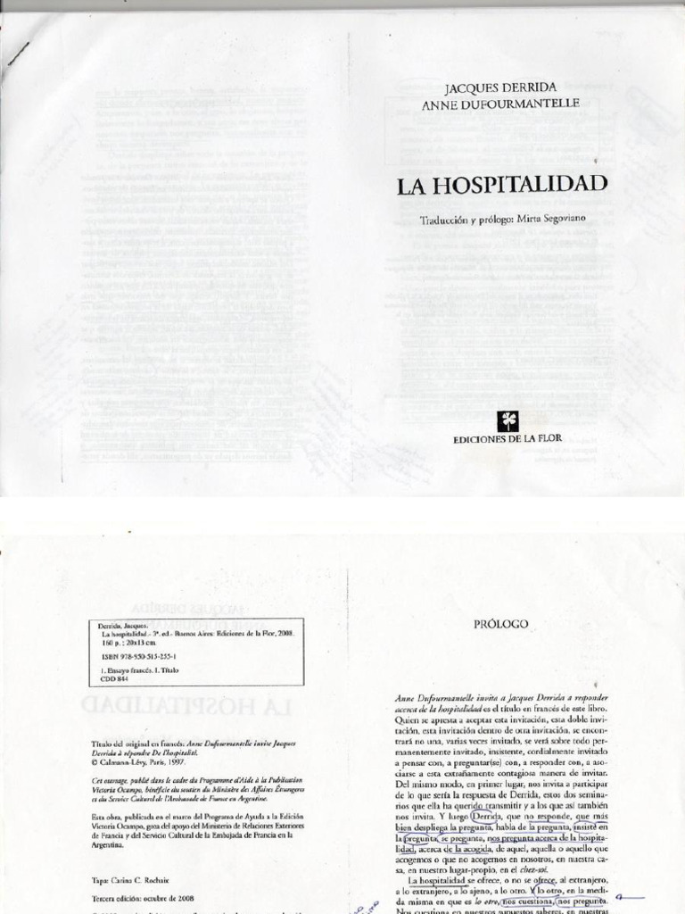 Pdfcoffee.com Jacques Derrida La Hospitalidad 4 PDF Free | PDF