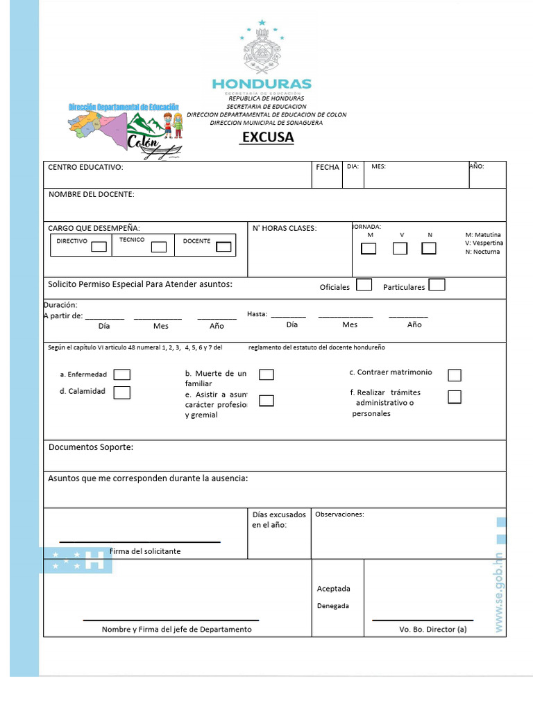 Formatos de Permisos y Excusas | PDF