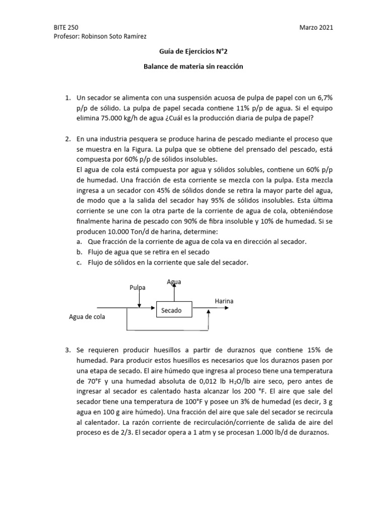 Guia de Ejercicios N2 | Descargar gratis PDF | Agua | Papel