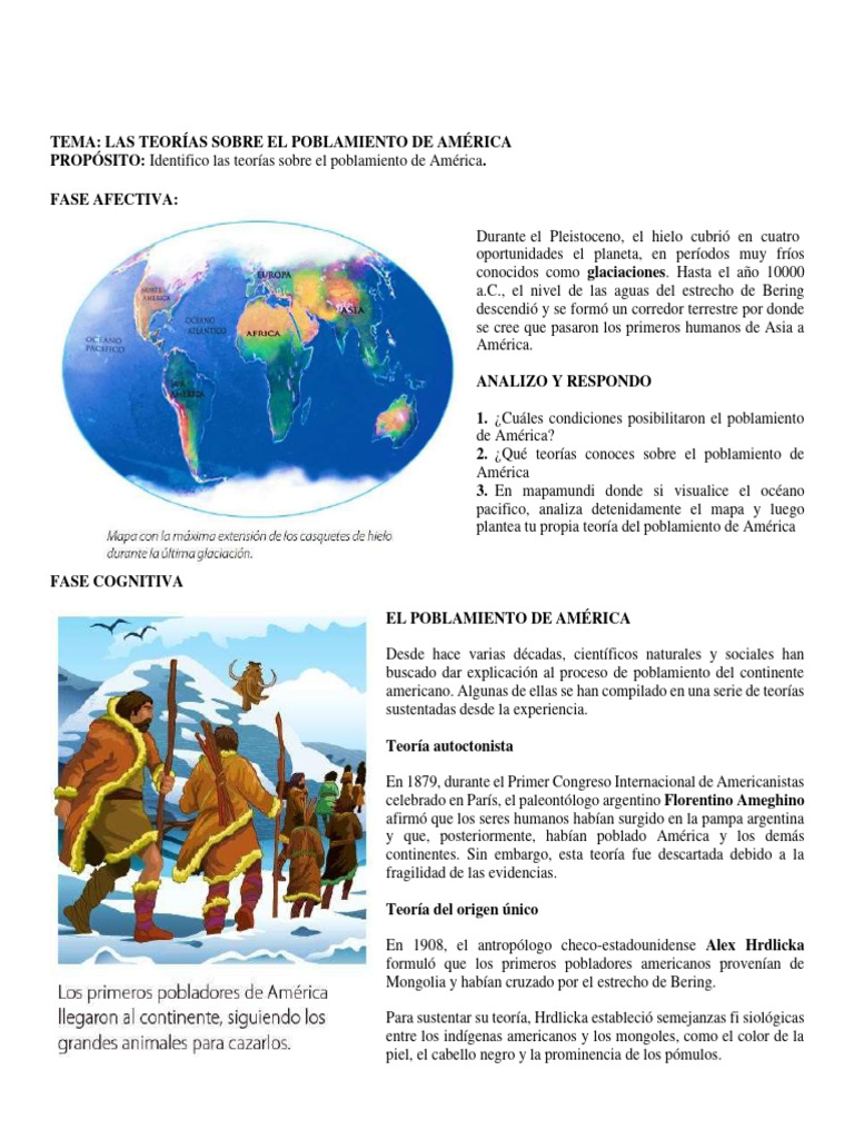 LAS TEORÍAS SOBRE EL POBLAMIENTO DE AMÉRICA 1ro 2da | PDF | Américas ...