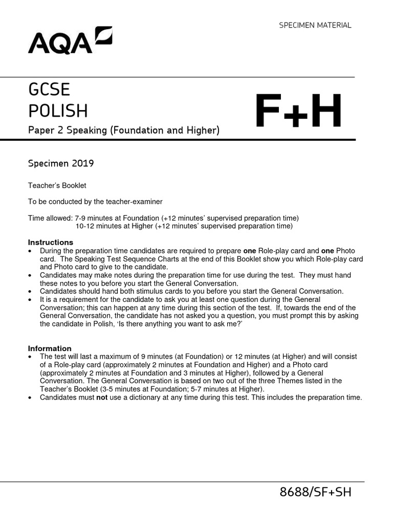 GCSE Polish Speaking Test Guide | PDF | Human Communication | Linguistics