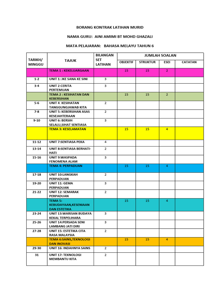 Borang-Kontrak-Latihan-Murid-Bm-Thn-6 | PDF