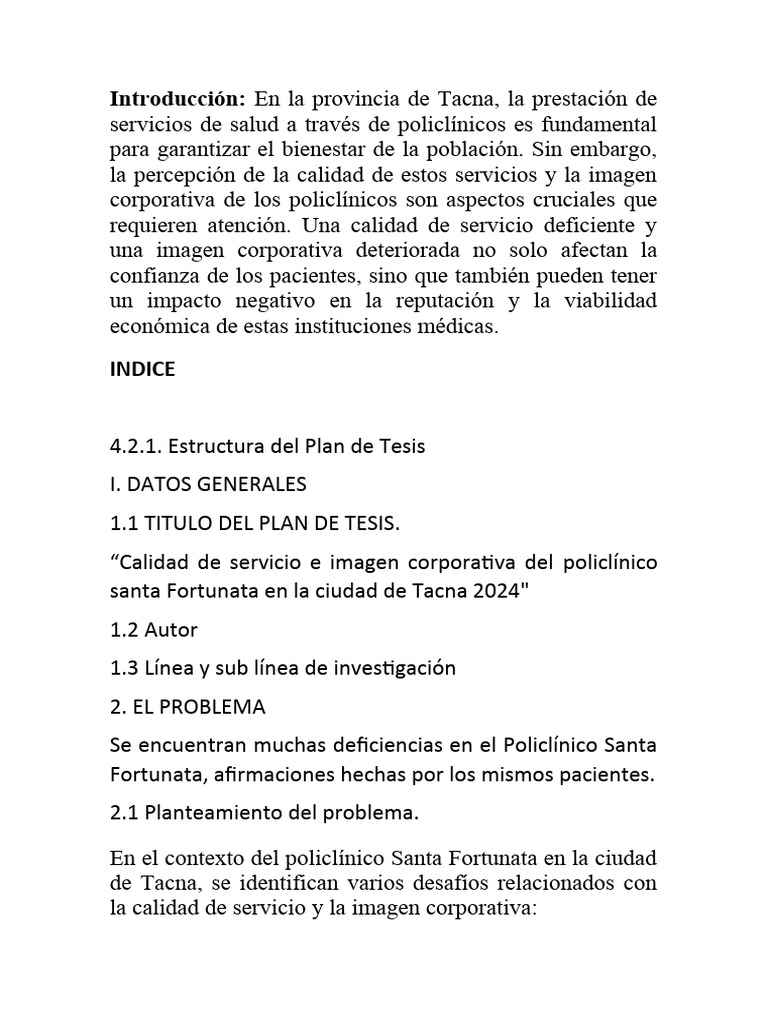 Servicio y Imagen 6 de Junio Plan de Tesis | PDF | Calidad (comercial ...