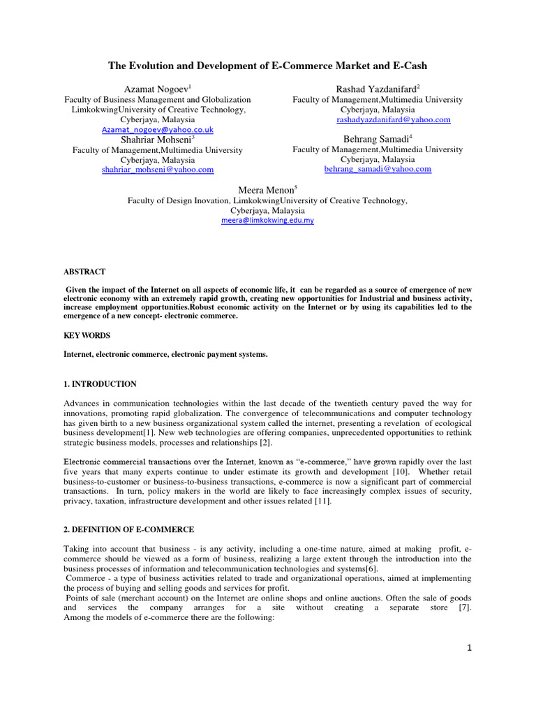 The Evolution and Development of E Comme | PDF | E Commerce | Payments