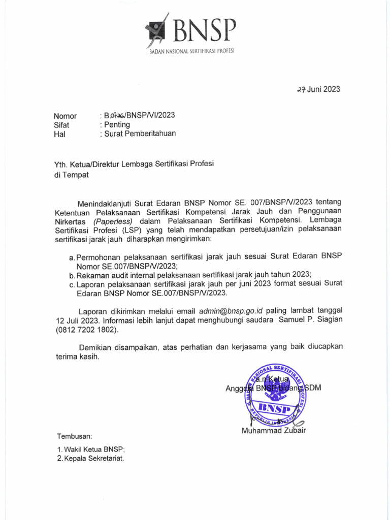 Surat Pemberitahuan SJJ Nirkertas (Paperless) | PDF