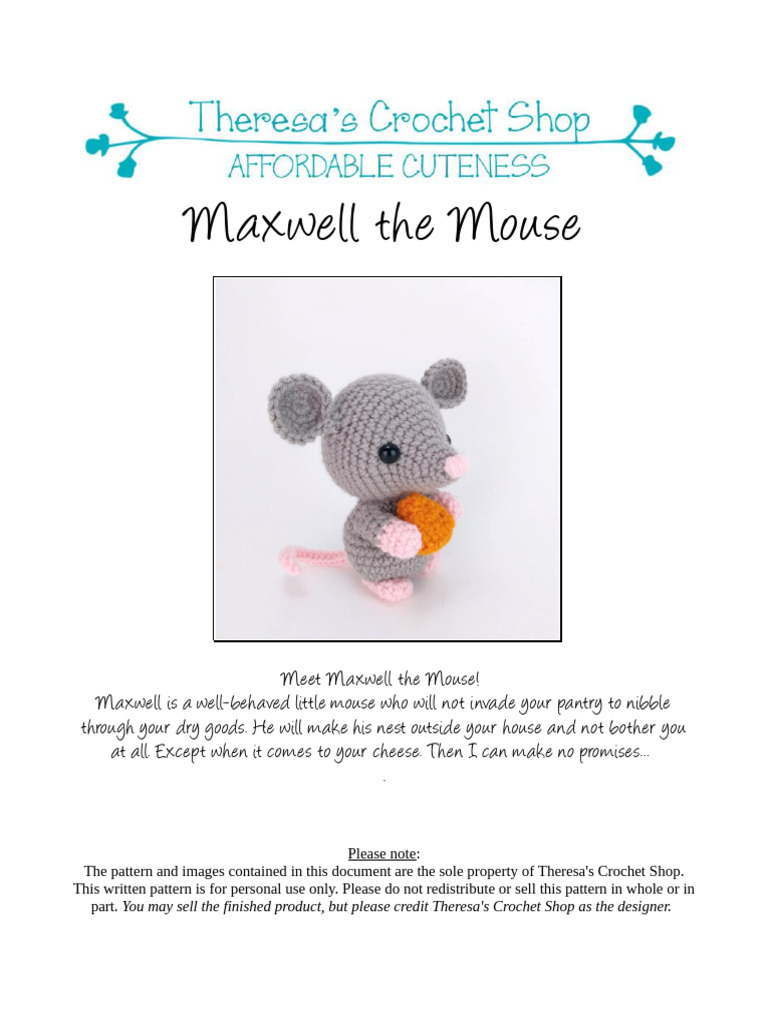 Maxwell The Mouse | PDF | Crochet | Textiles