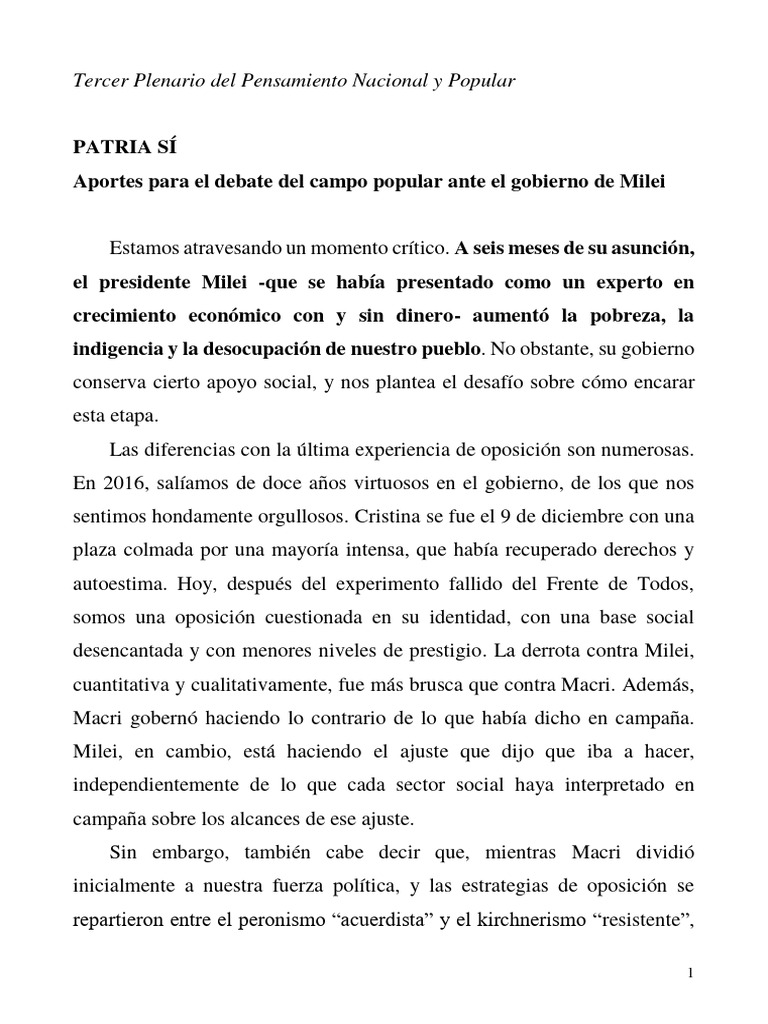 Documento - Patria Sí Argentina | PDF | Mauricio Macri | Inflación