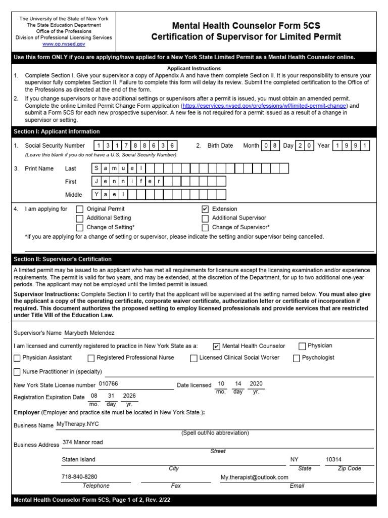 Form 5c | PDF | Psychotherapy | Counseling Psychology