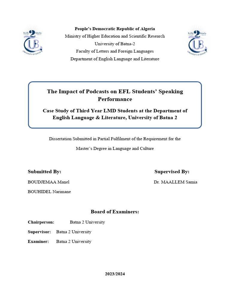 Dissertation (final version) | Download Free PDF | English As A Second Or Foreign Language | Podcast
