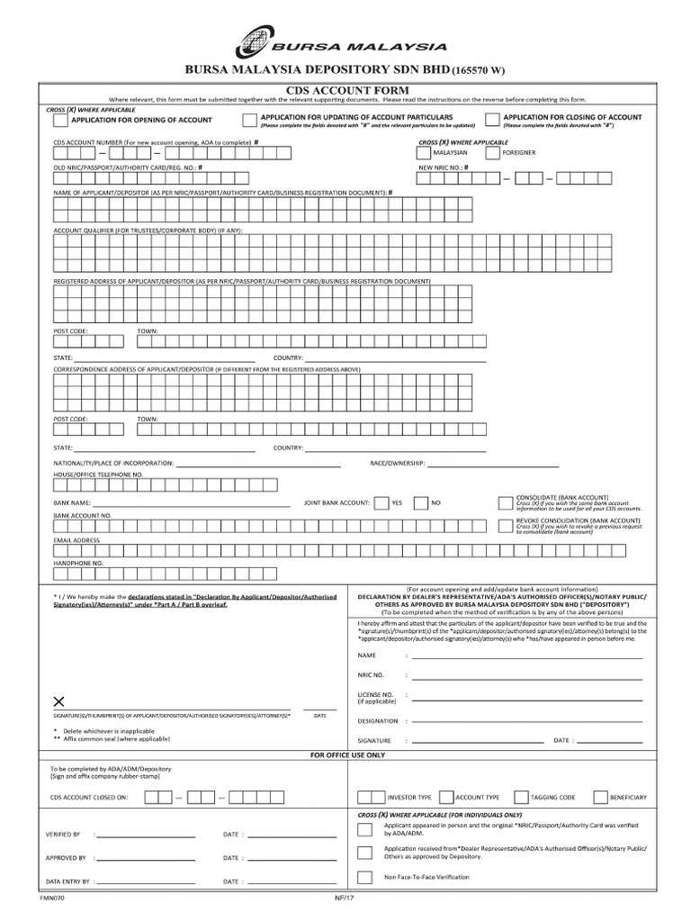 3.CDS Account Form (Eng) | PDF