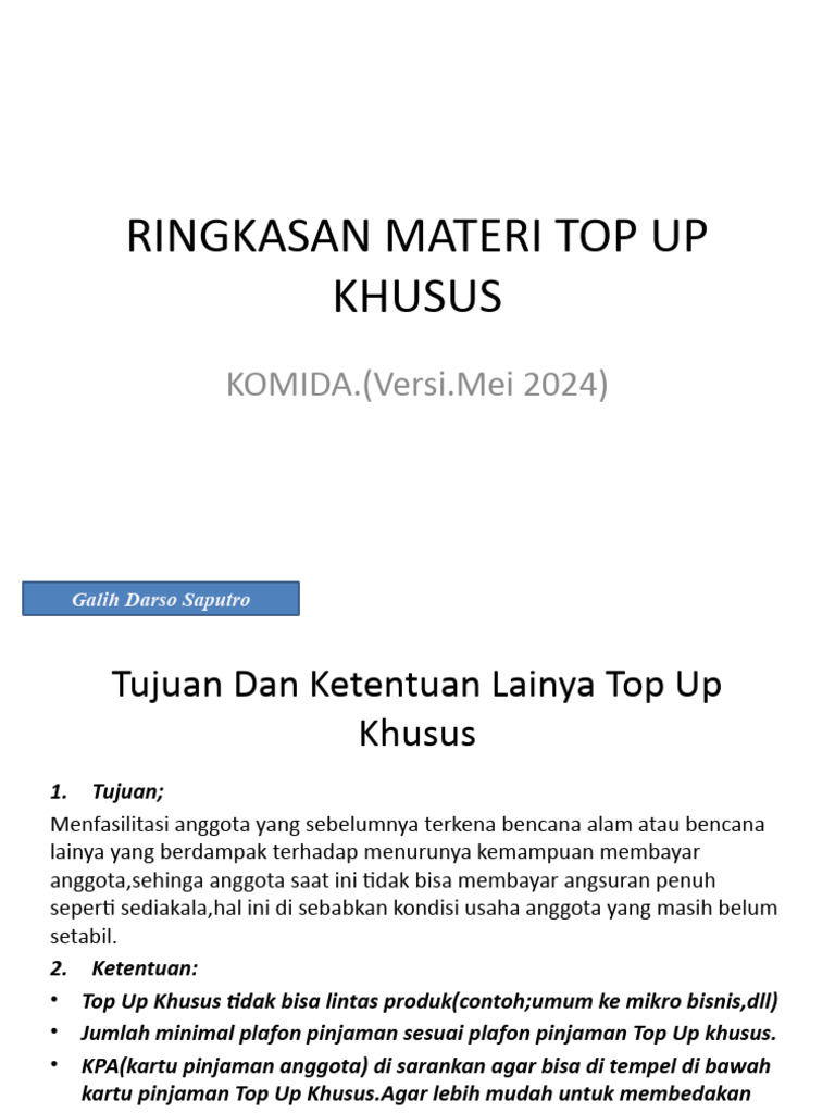 Ringkasan Materi Top Up Khusus Versi - Mei 2024 | PDF