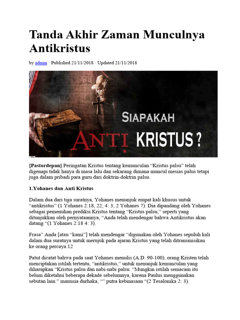 Tanda Akhir Zaman Munculnya Antikristus | PDF