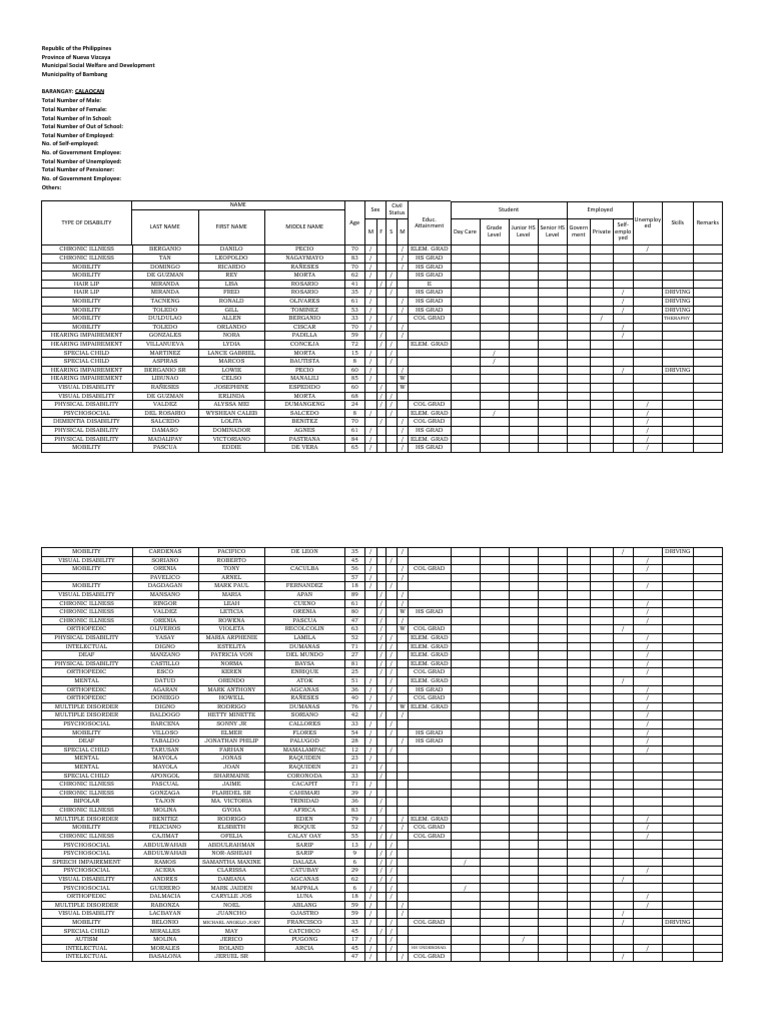 PWD Database 2024 | PDF | Social Security | Welfare