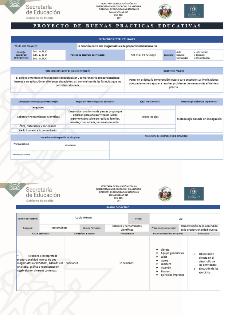 Proyecto de Buenas Practicas Educativas: La Relación Entre Dos ...