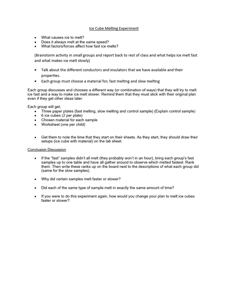 Ice Cube Melting Experiment | PDF | Science & Mathematics