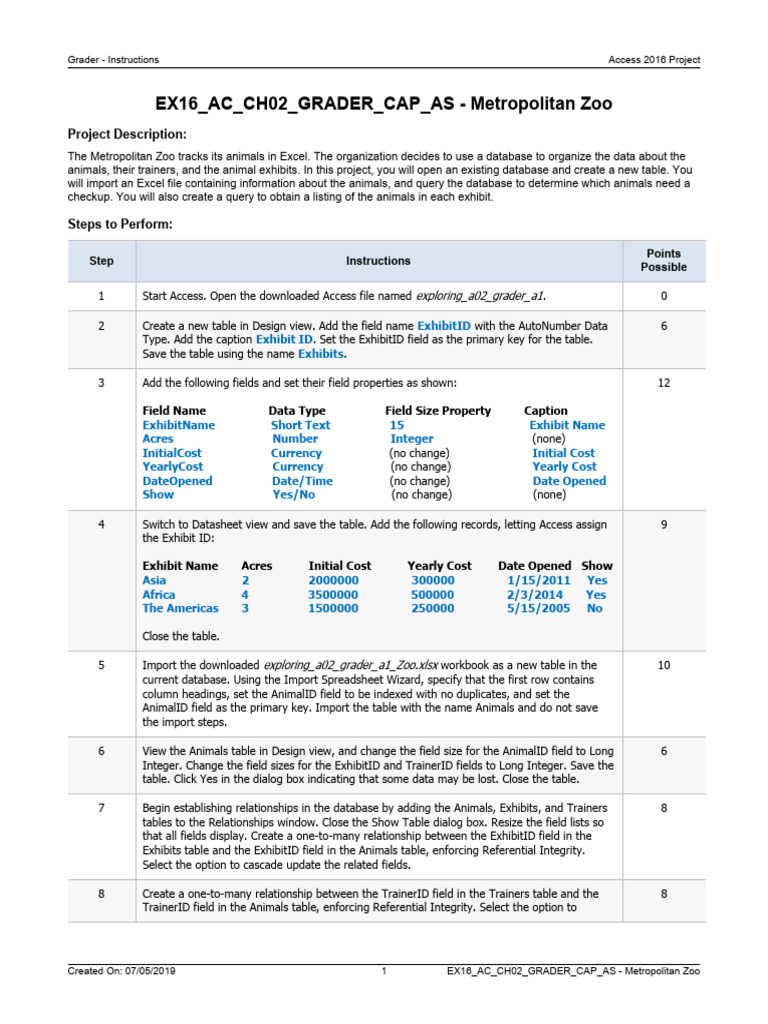 EX16 AC CH02 GRADER CAP AS Instructions | PDF | Table (Database ...