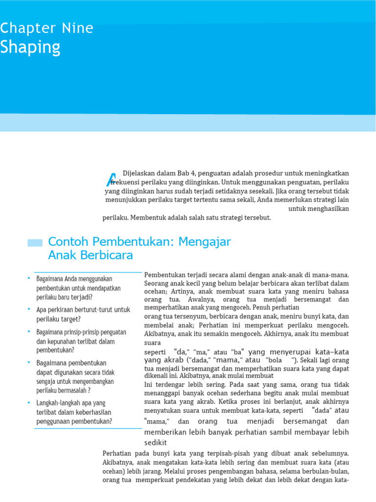 Penjelasan Shaping | PDF | Seni & Disiplin Bahasa | Kesehatan Holistik
