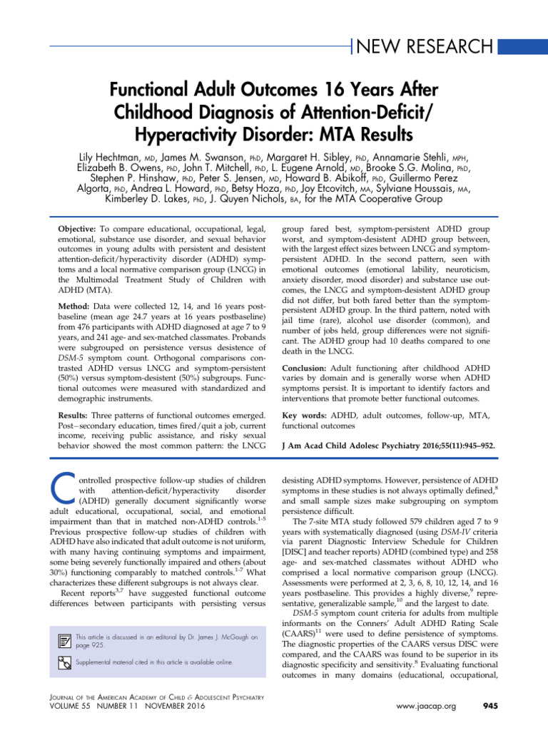Functional HECHTMAN | PDF | Attention Deficit Hyperactivity Disorder | Mental Disorder