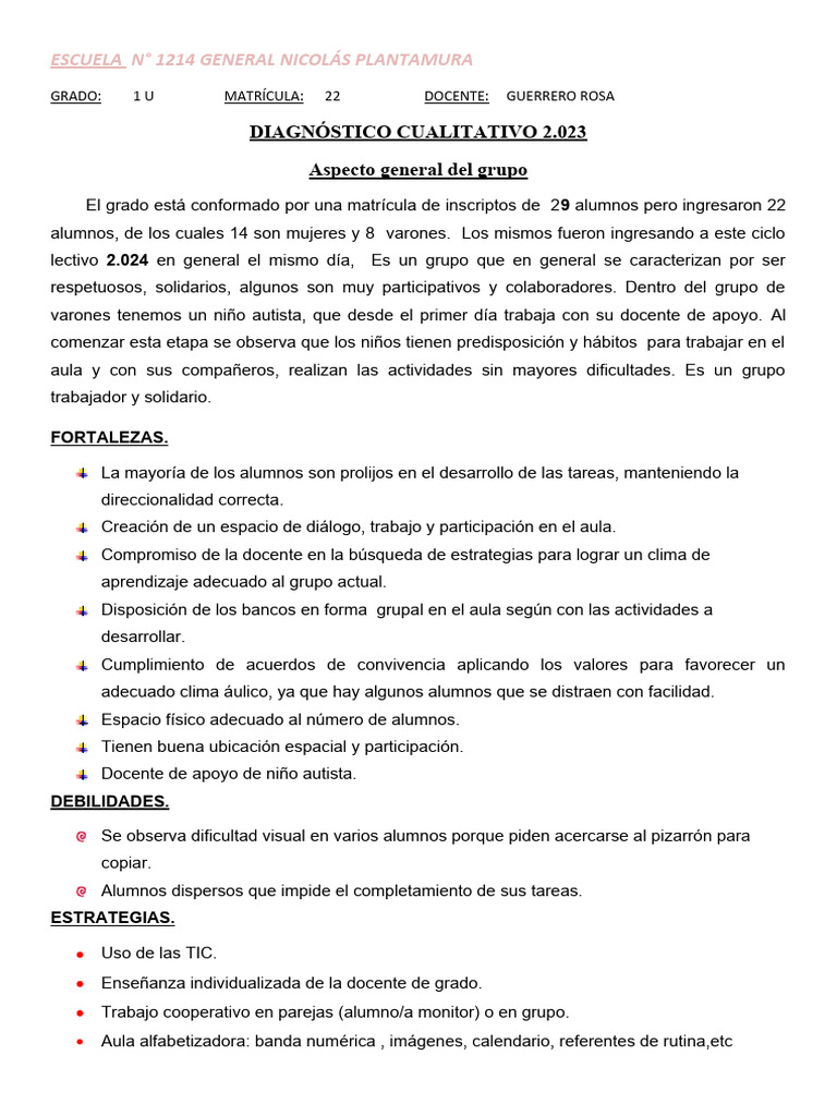 1u Informe Cualitativo | PDF | Salón de clases | Enseñando 1u Informe Cualitativo | PDF | Salón de clases | Enseñando