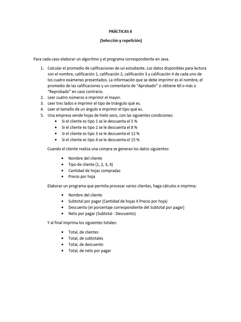 PRÁCTICAS II - Selección y Repetición | PDF | Salario