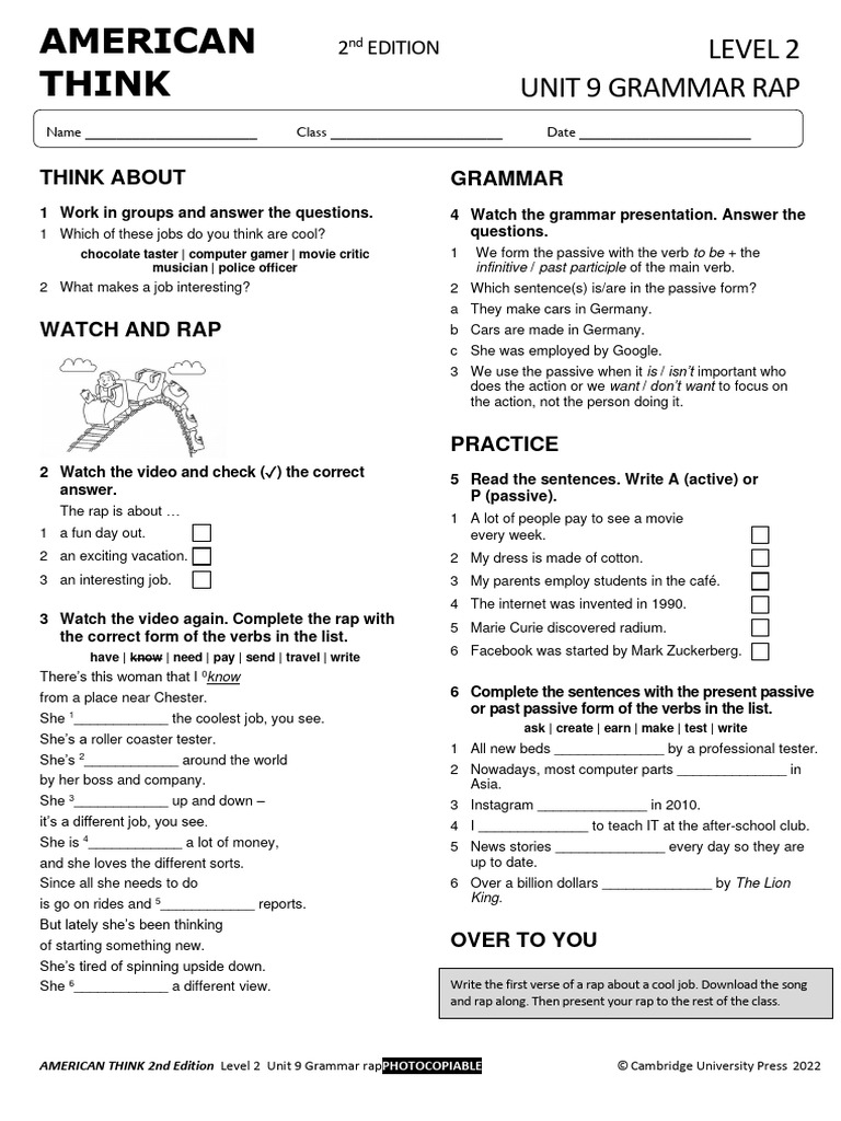 Thk2e AmE L2 Grammar Rap Unit 9 | PDF | Semantic Units | Linguistic Typology