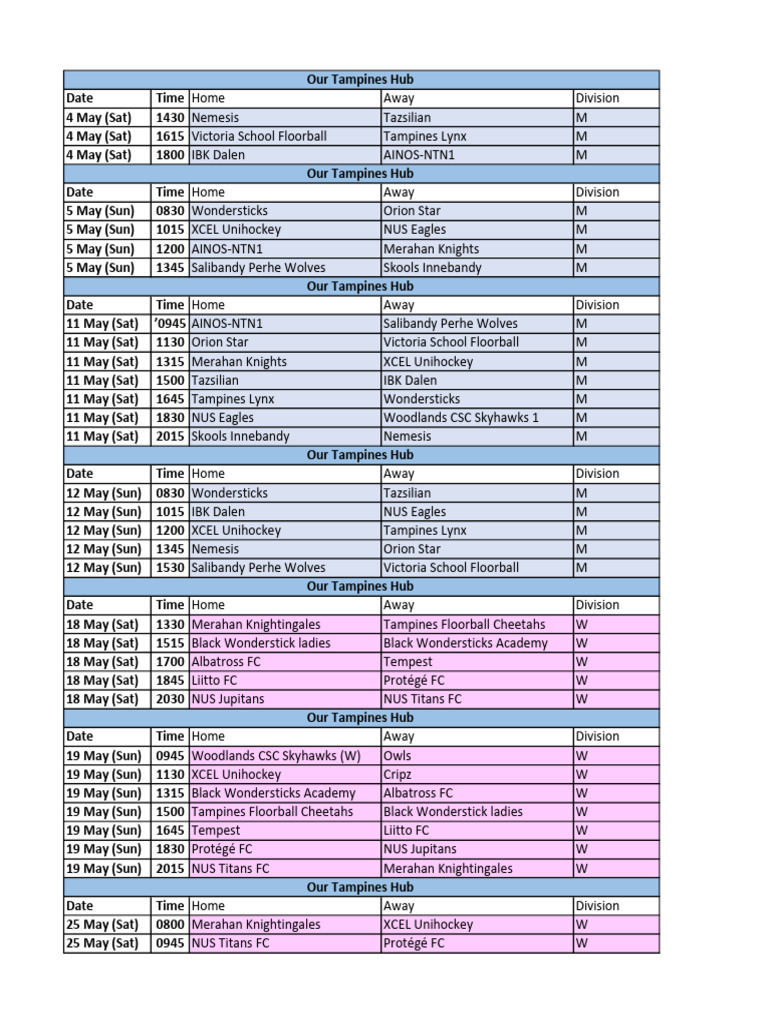 Premier League Fixtures | PDF | Variations Of Hockey | Sports