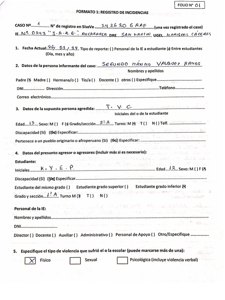 Libro de Registro de Incidencia | PDF