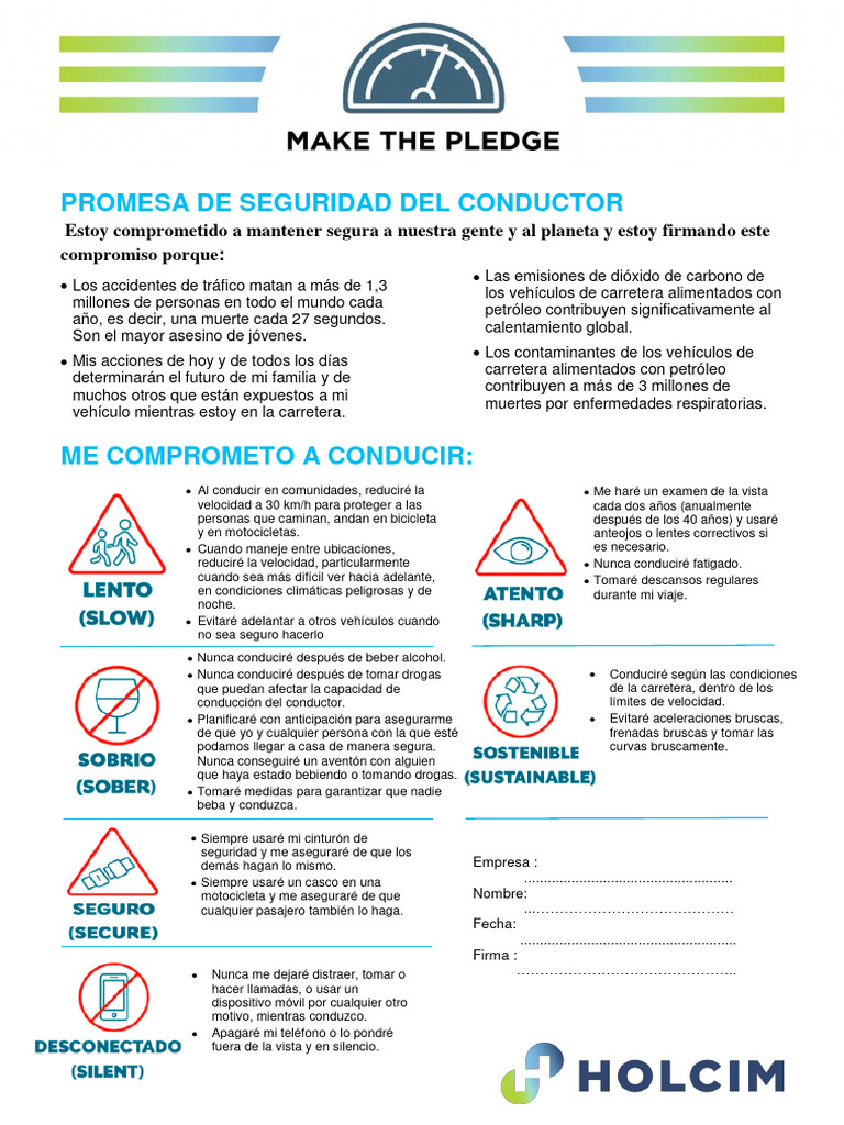 Carta De Compromiso Para Conductores Pdf Motocicleta Transporte