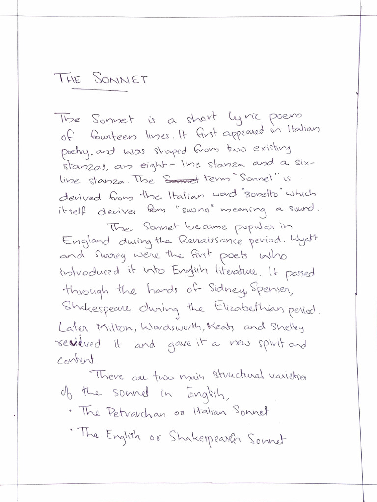 Sonnet Pdf Phonaesthetics Stanzaic Form