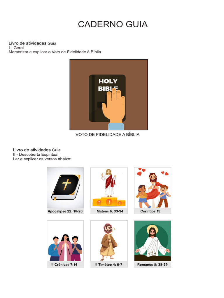 Caderno de Quia Figuras Classes de Desbravadores | PDF