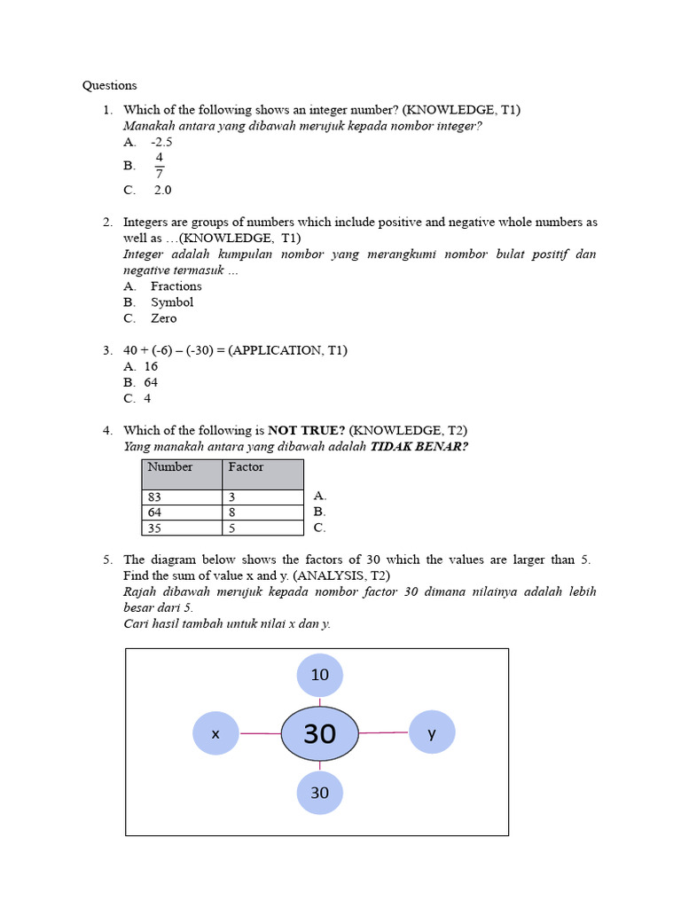 Contoh Soalan Assessment | PDF