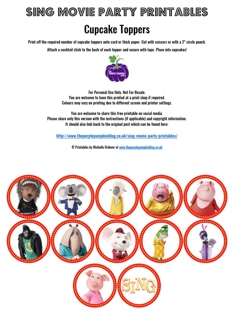 free-printable-sing-movie-cupcake-toppers | PDF