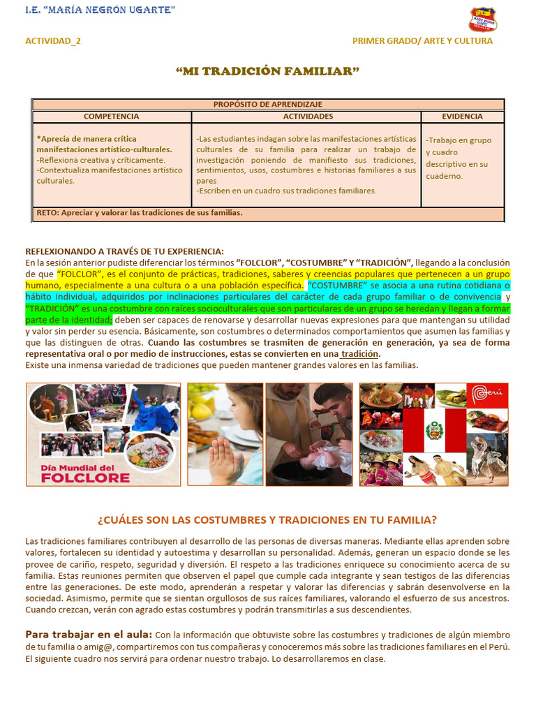 Tradiciones y Costumbres Familiares | PDF | Tradiciones | Folklore