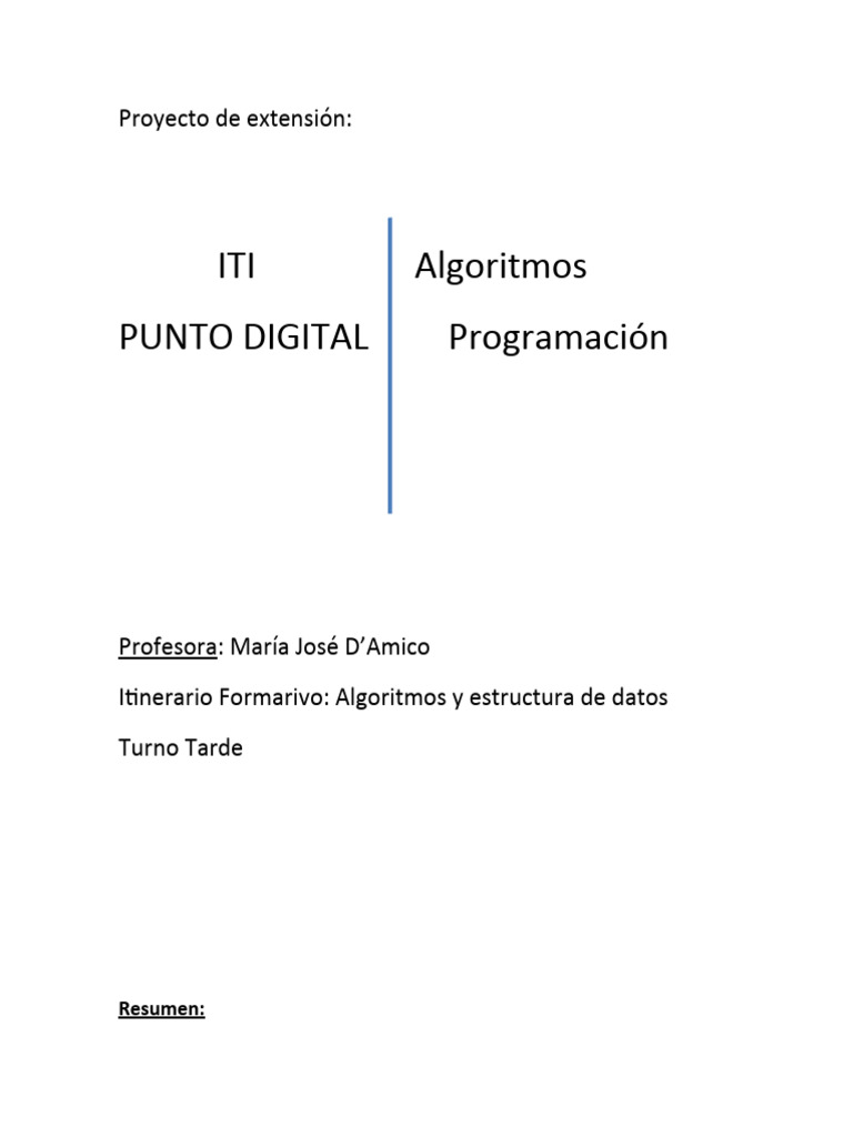 Proyecto de Extensión Algoritmo y Programacion | PDF | Lenguaje de programación | Programación ...