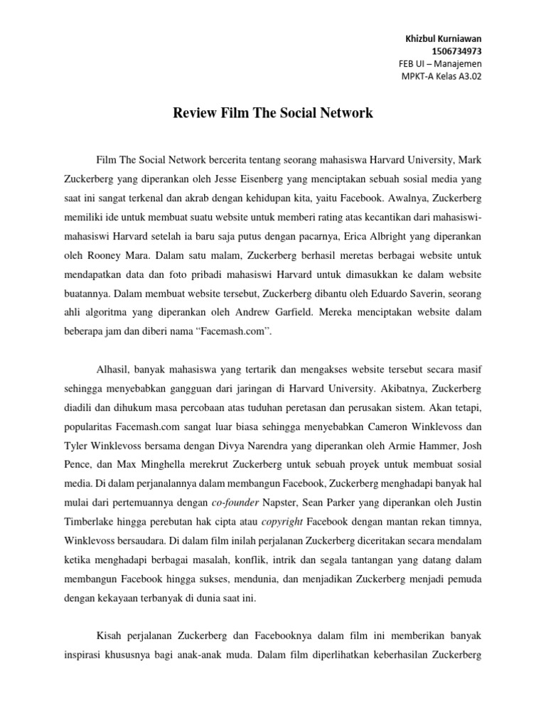Review Film the Social Network MPKT A | PDF