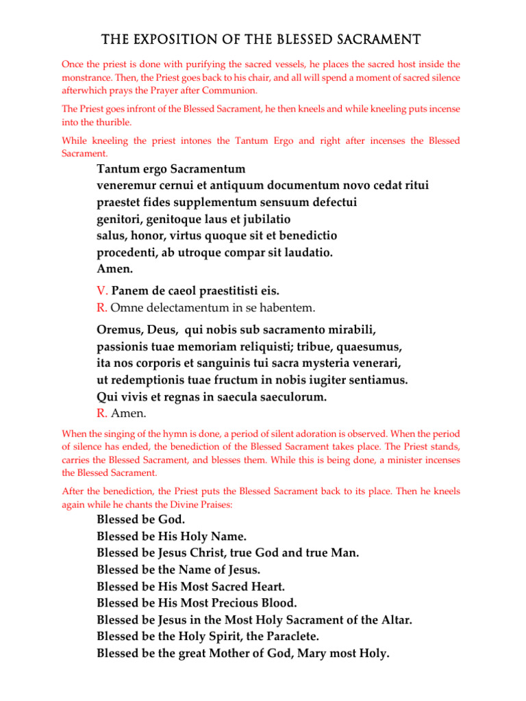 Exposition of the Blessed Sacrament Guide | PDF | Eucharist | Mary ...