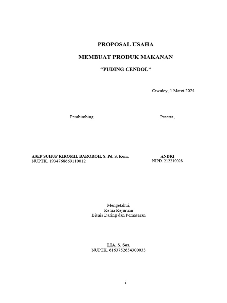 Lembar Number Proposal Ujikom | PDF