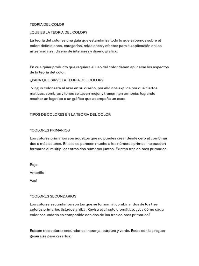 Teoria Del Color Cdii | Descargar gratis PDF | Color | Tecnicas artisticas