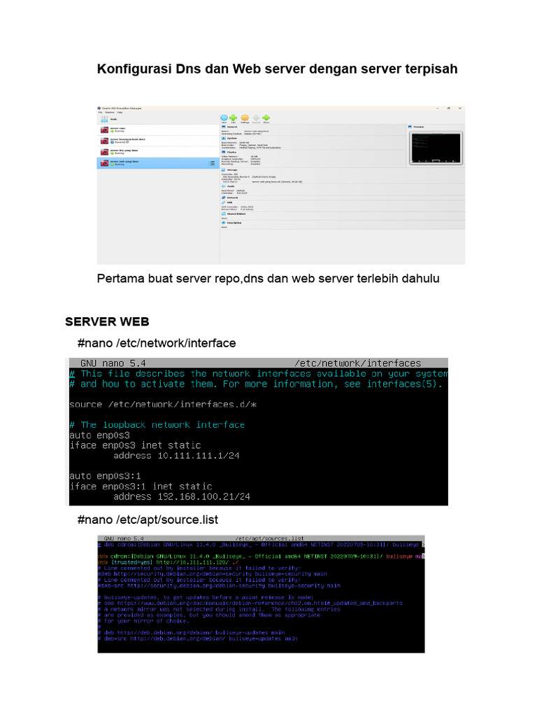 Konfigurasi Dns Dan Web Server Dengan Server Terpisah Fix | PDF
