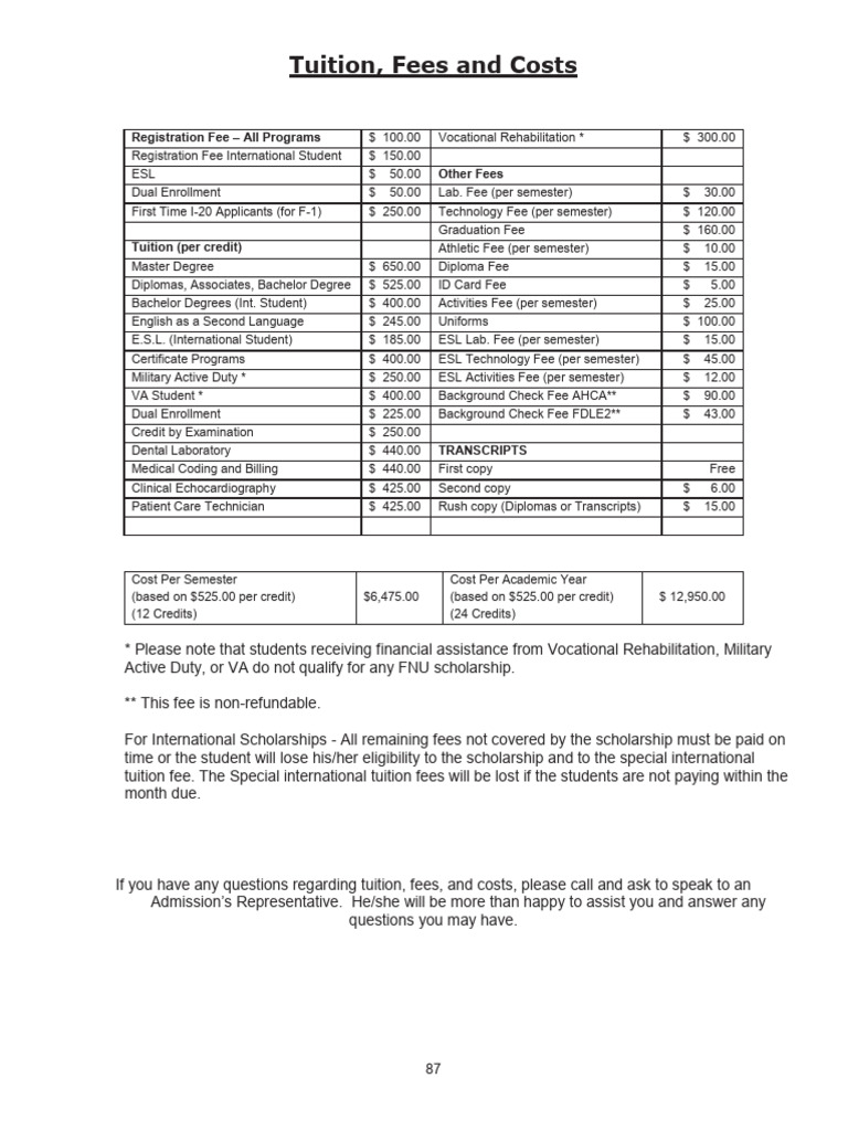 Tuition_and_Fees | Download Free PDF | Fee | English As A Second Or ...